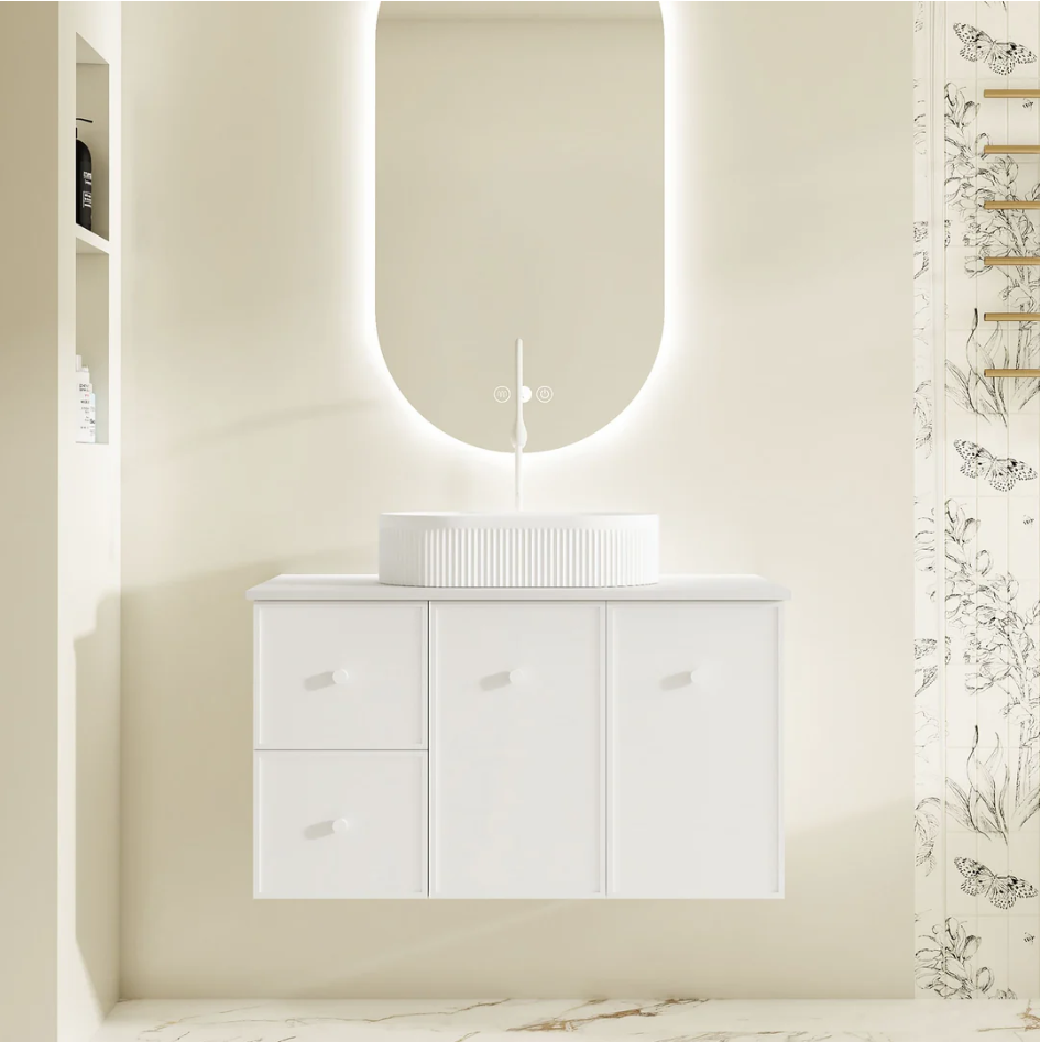 Seattle 900mm Wall-Hung Vanity - Matte White – BCP Interiors
