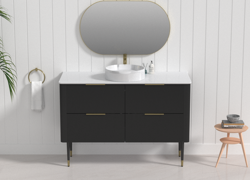 Slimline Curved Fluted Vanity 1200mm - Matte Black – BCP Interiors