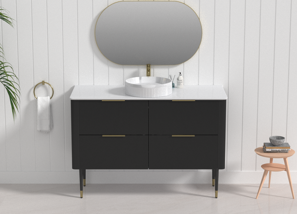 Slimline Curved Fluted Vanity 1200mm - Matte Black – BCP Interiors