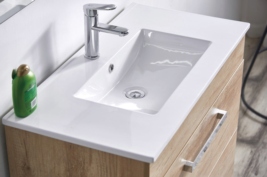 Freestanding 900mm Vanity with Kick Panel - Light Oak – BCP Interiors