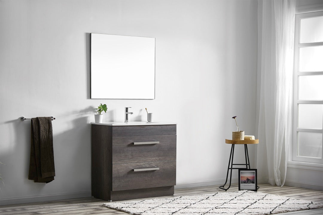 Freestanding 900mm Vanity with Kick Panel - Dark Oak – BCP Interiors