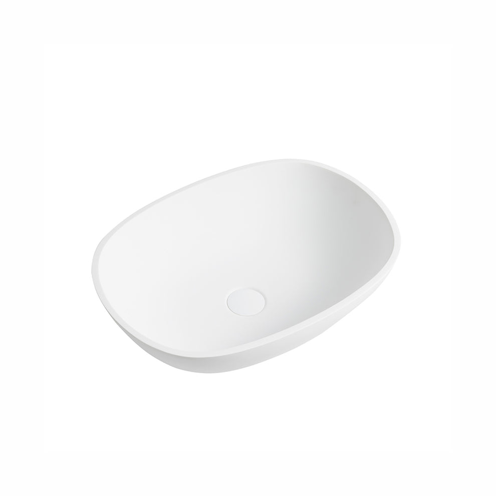 Percy Cast Stone Solid Surface Basin 550x400mm - Matte White – BCP Interiors
