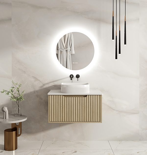 Rhea Fluted Wall-Hung Vanity 750mm – Natural Oak – BCP Interiors